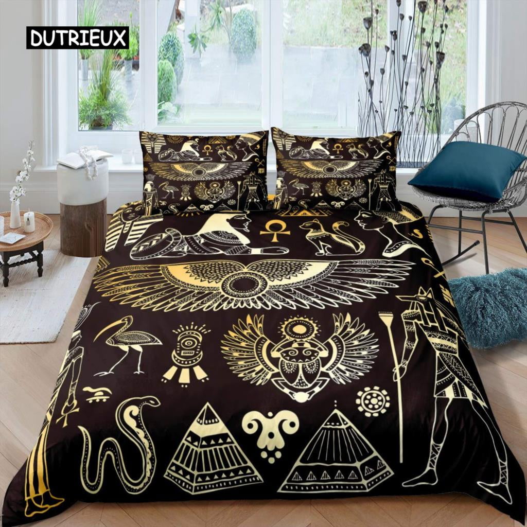 Ancient Egypt Duvet Cover Set Egyptian Symbol Bedding Set Vintage ...