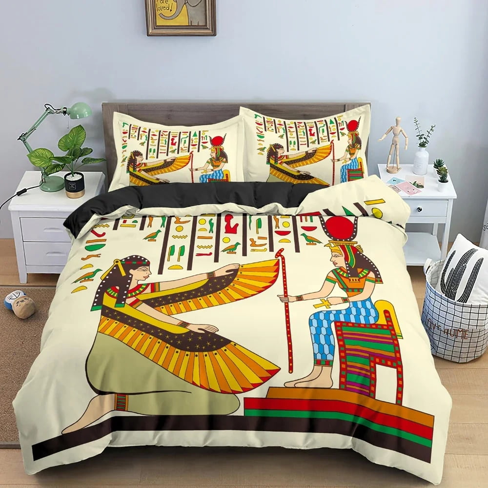 Ancient Egypt Duvet Cover Set Egyptian Symbol Bedding Set Vintage ...