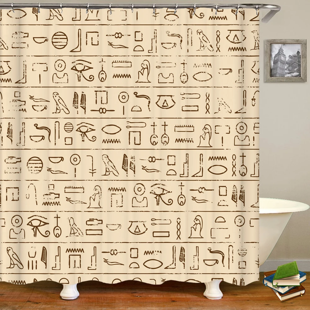 Ancient Egypt Egyptian script Shower Curtains Bathroom Curtain With ...
