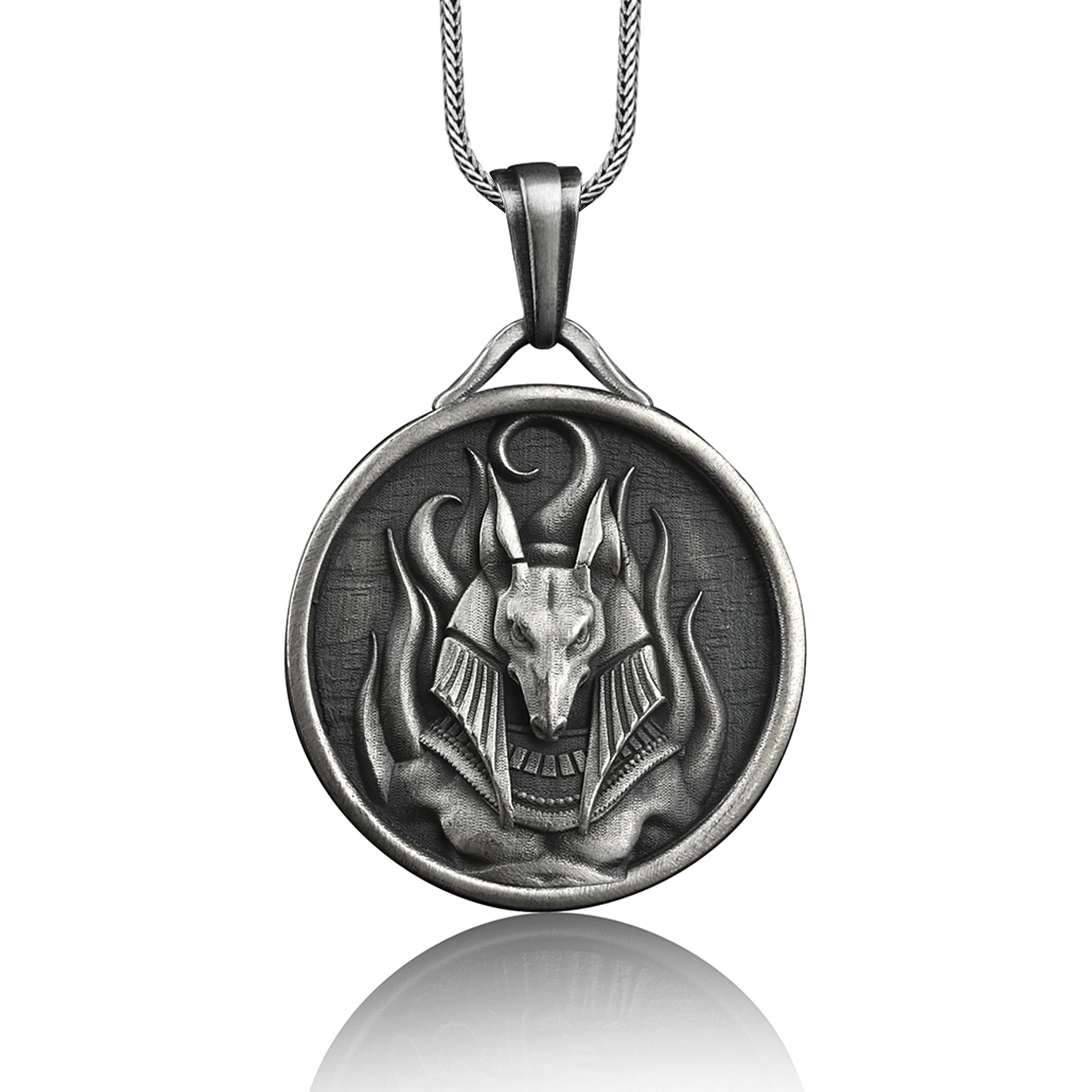 Ancient Egypt Gothic Silver Medallion, Egyptian God Anubis Handmade ...