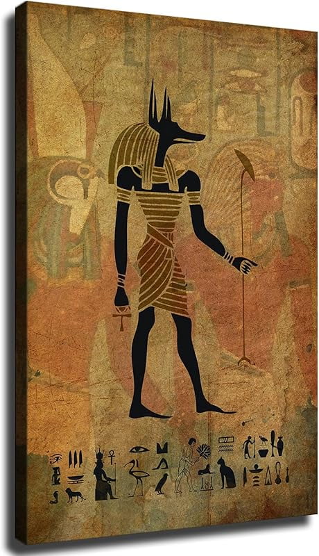 Ancient Egypt Hieroglyphs Grim Reaper Anubis Canvas Wall Decor Art ...