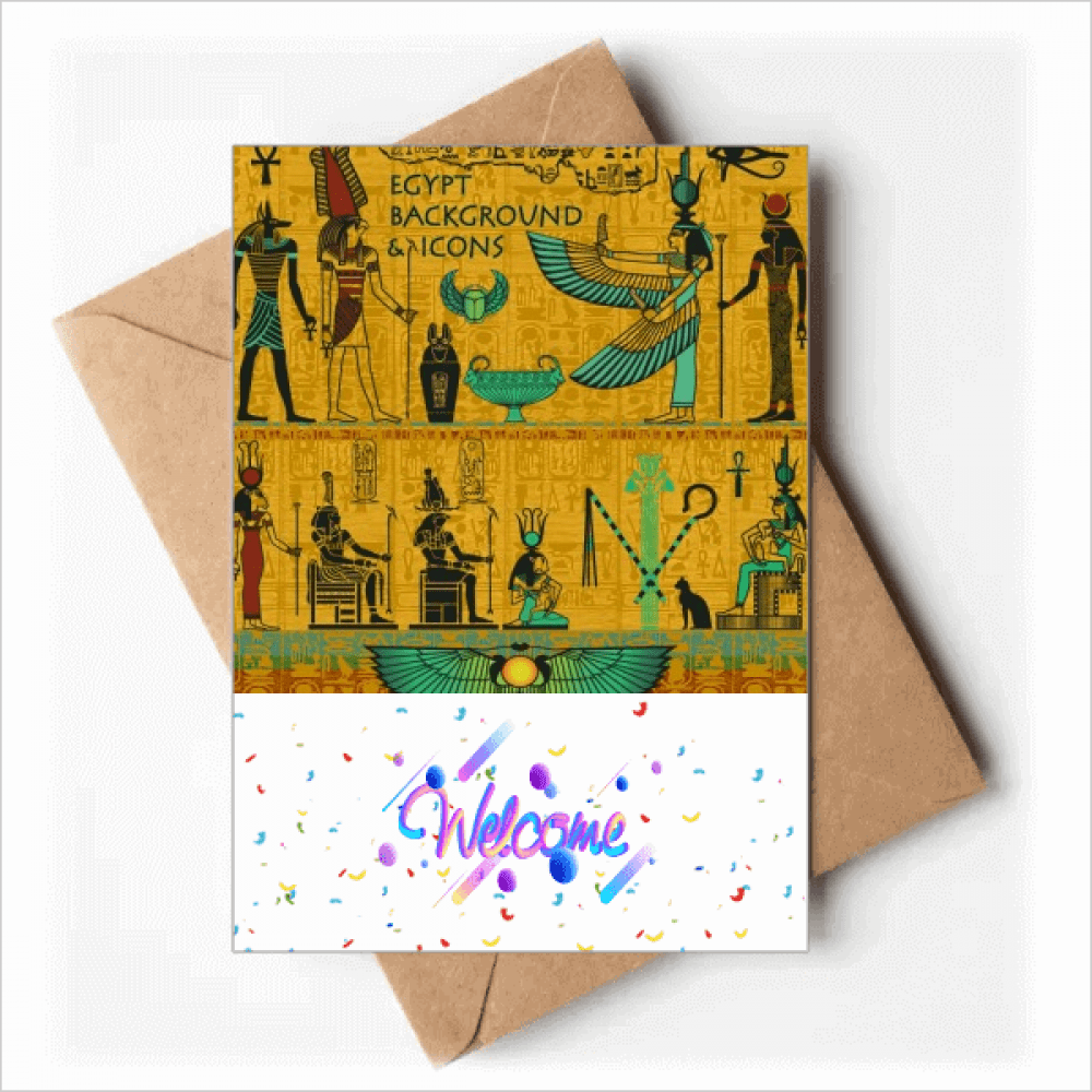 Ancient Egypt Pharaoh Art Pattern Welcome Back Greeting Cards Envelopes ...