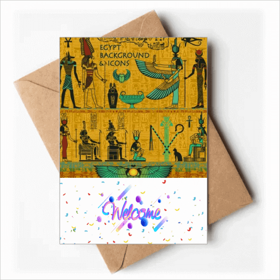 Ancient Egypt Pharaoh Art Pattern Welcome Back Greeting Cards Envelopes ...