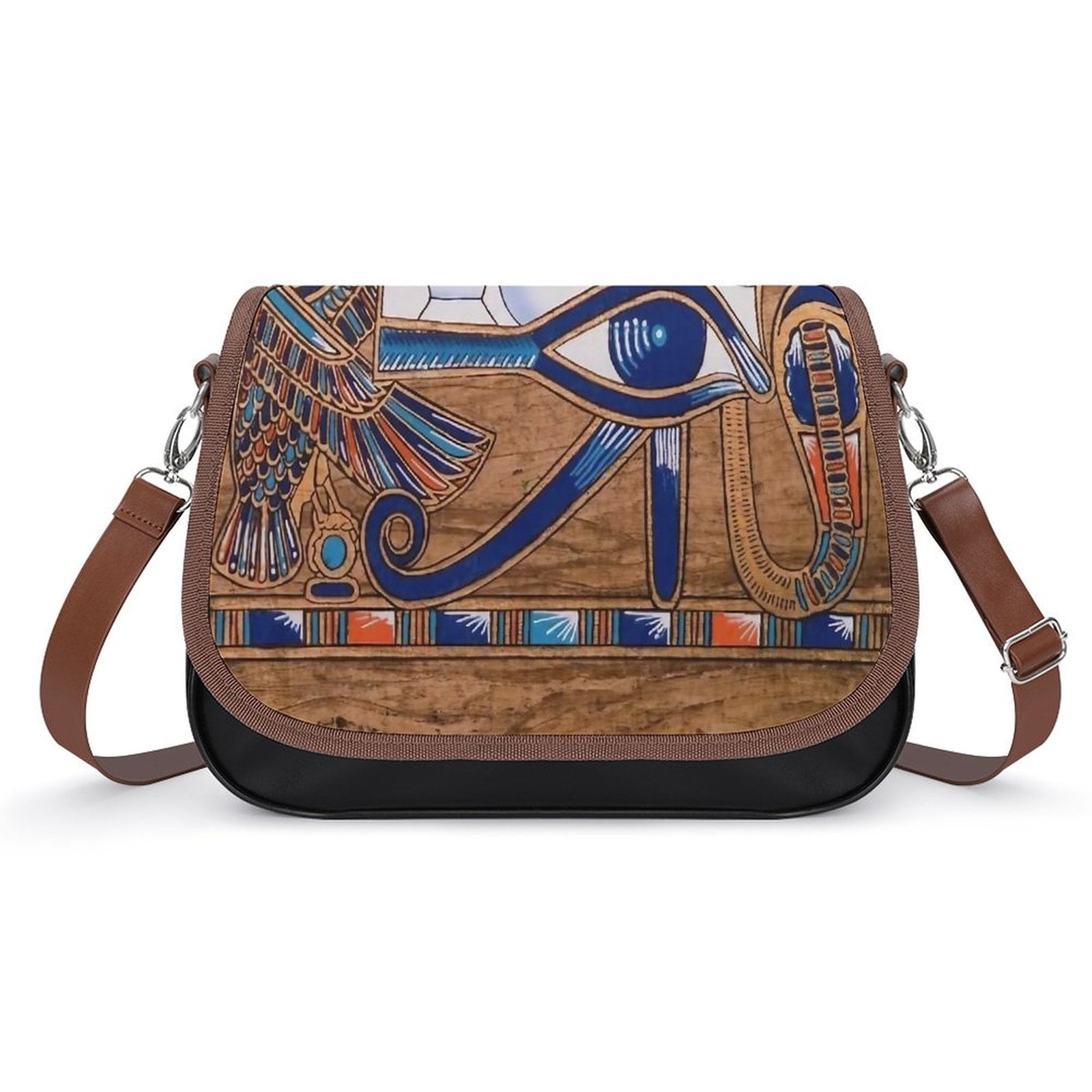 Ancient Egypt Print Women's PU leather crossbody bag with hook and loop ...