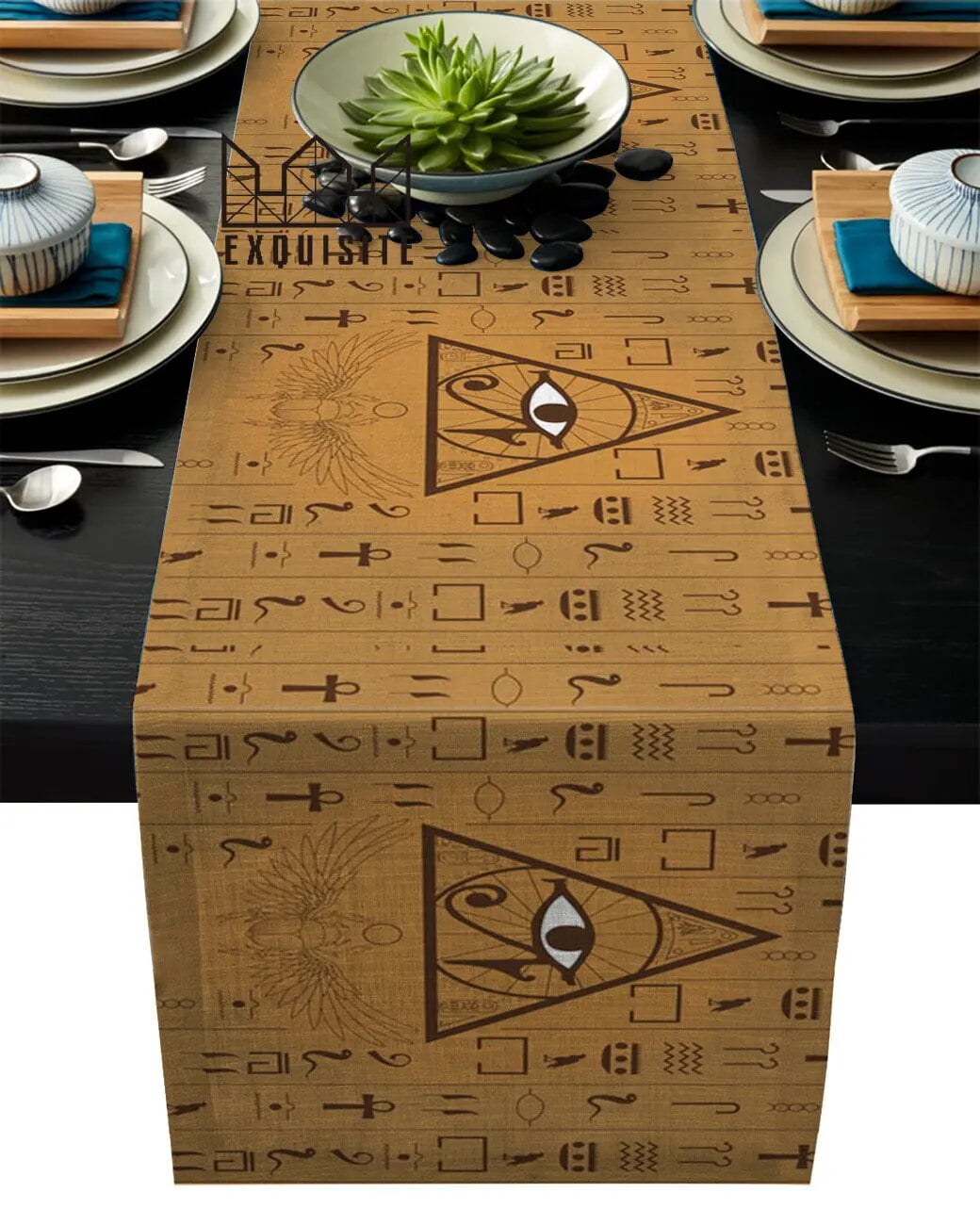 Ancient Egypt Pyramid Eyes Retro Modern Table Runners Cloth Holidays ...