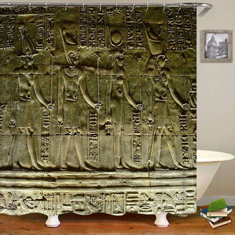 Ancient Egypt Pyramid Scenery Printed Shower Curtain With Hooks Decor ...