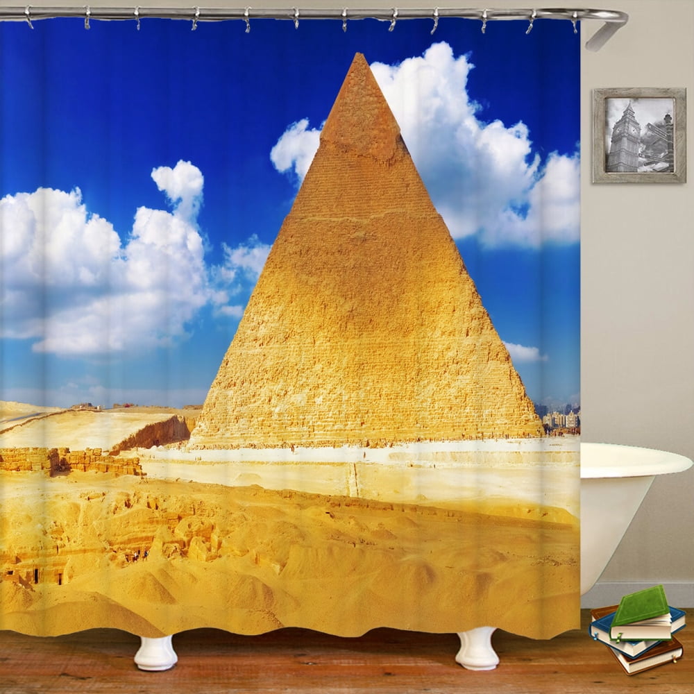 Ancient Egypt Pyramid Scenery Printed Shower Curtain With Hooks Decor ...