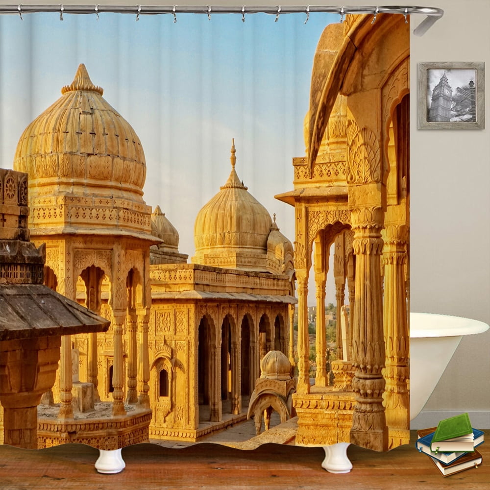 Ancient Egypt Pyramid Scenery Printed Shower Curtain With Hooks Decor ...
