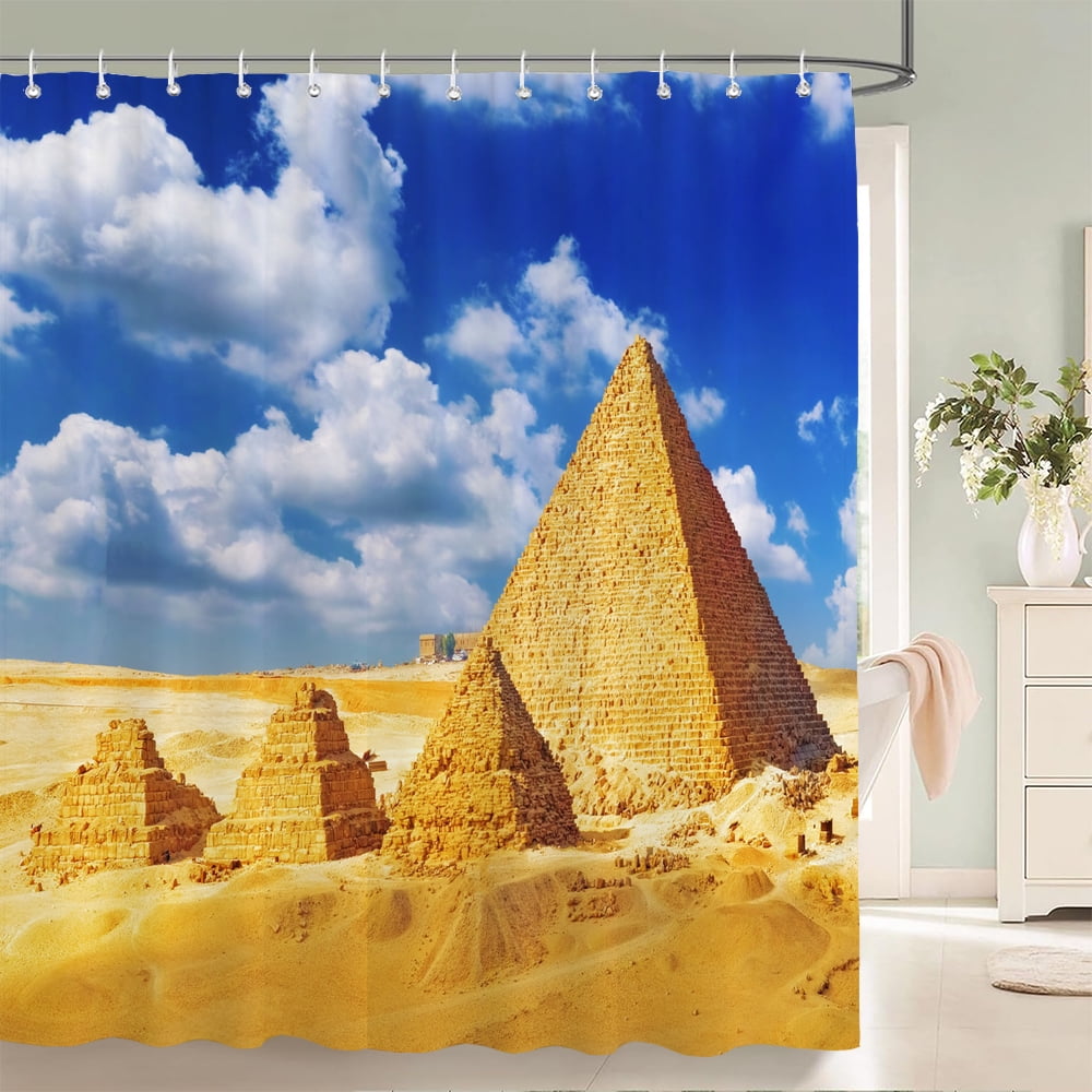 Ancient Egypt Pyramid Scenery Printed Shower Curtain With r Polyester ...