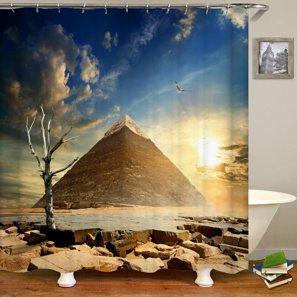 Ancient Egypt Pyramid Shower Curtains Bathroom Curtain Desert landscape ...
