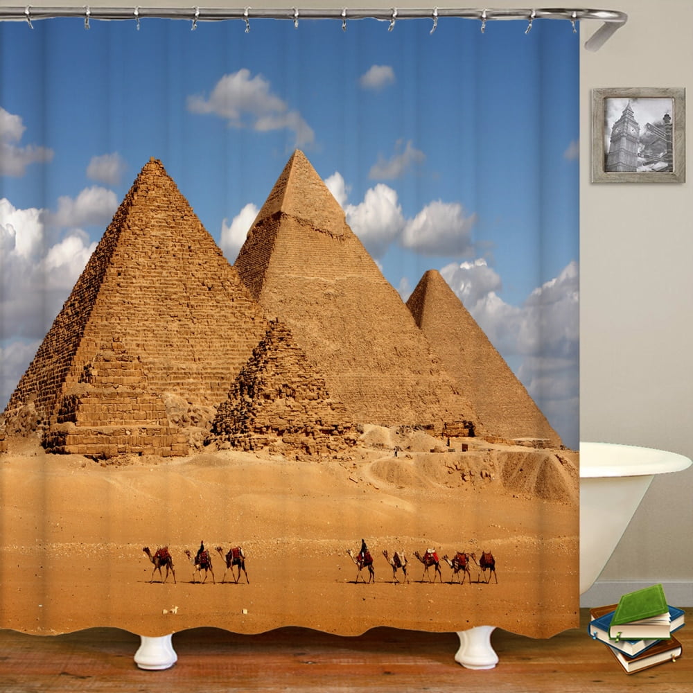 Ancient Egypt Pyramid Shower Curtains Bathroom Curtain Retro Mural ...