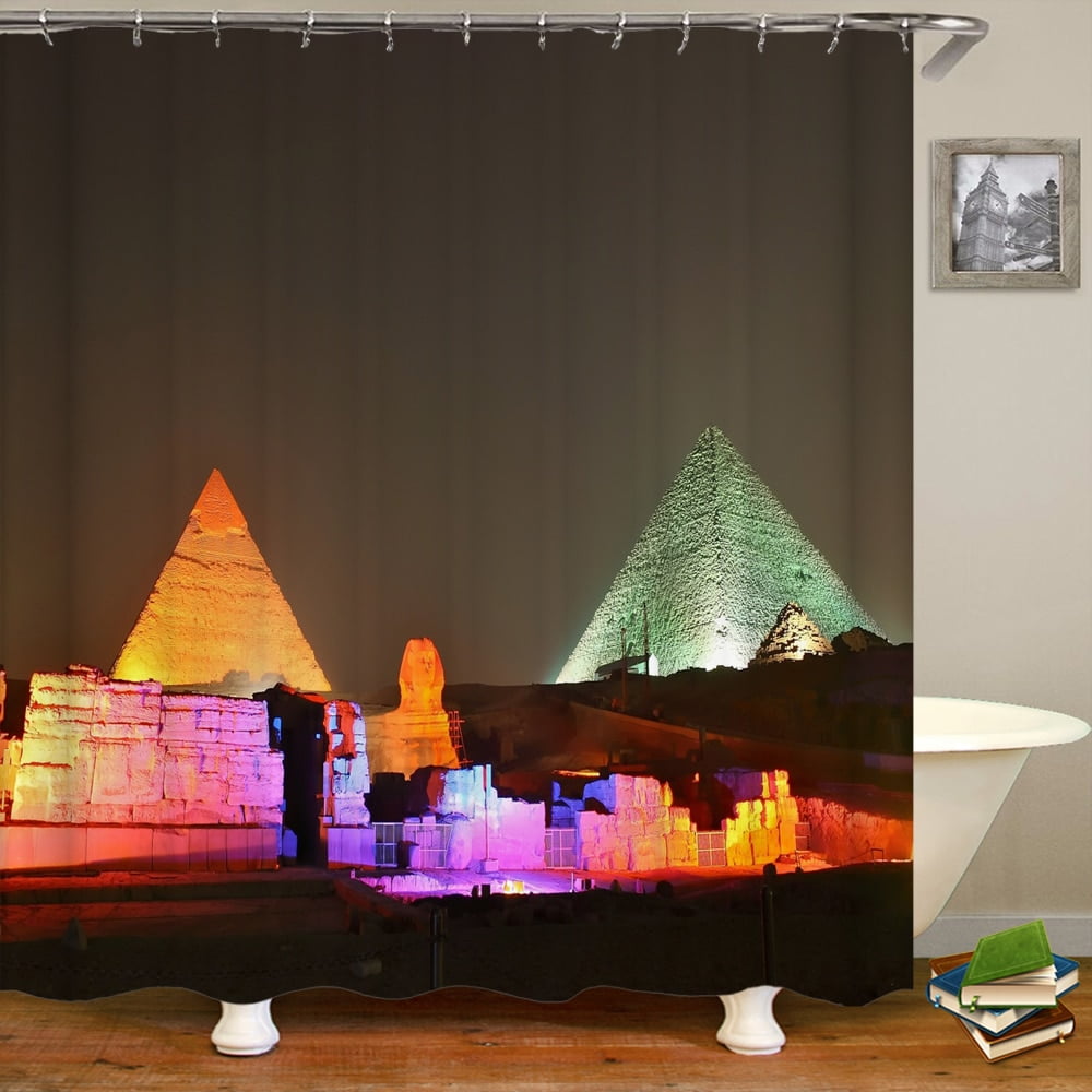 Ancient Egypt Pyramid Shower Curtains Bathroom Curtain Retro Mural ...