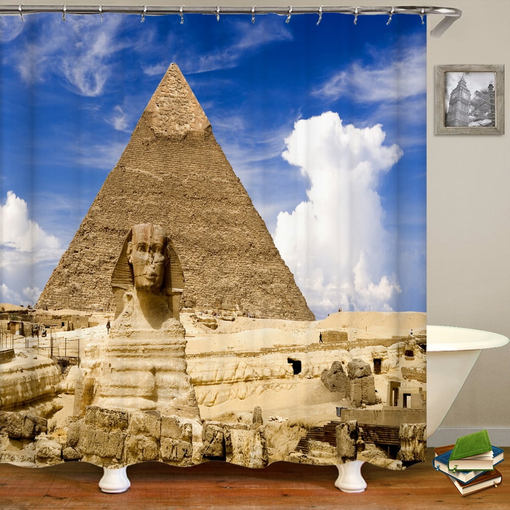 Ancient Egypt Pyramid Shower Curtains Bathroom Curtain Retro Mural ...