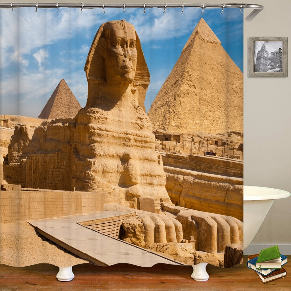 Ancient Egypt Pyramid Shower Curtains Bathroom Curtain Retro Mural ...