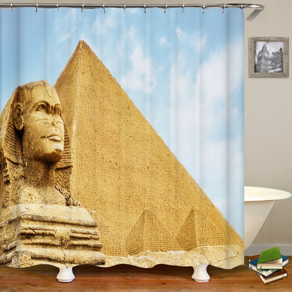 Ancient Egypt Pyramid Shower Curtains Bathroom Curtain Retro Mural ...
