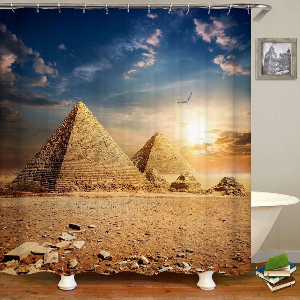 Ancient Egypt Pyramid Shower Curtains Bathroom Curtain Retro Mural ...