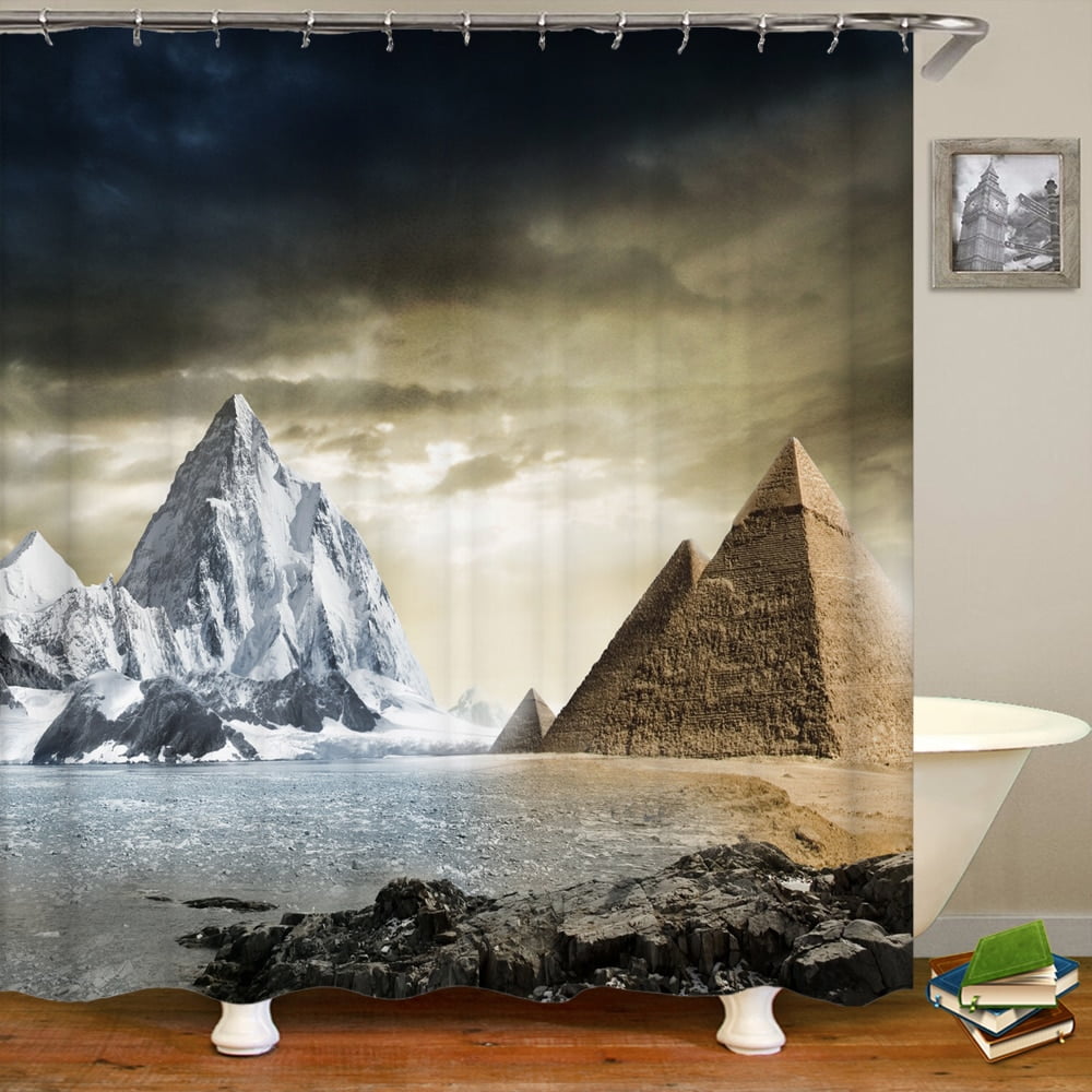 Ancient Egypt Pyramid Shower Curtains Bathroom Curtain Retro Mural ...
