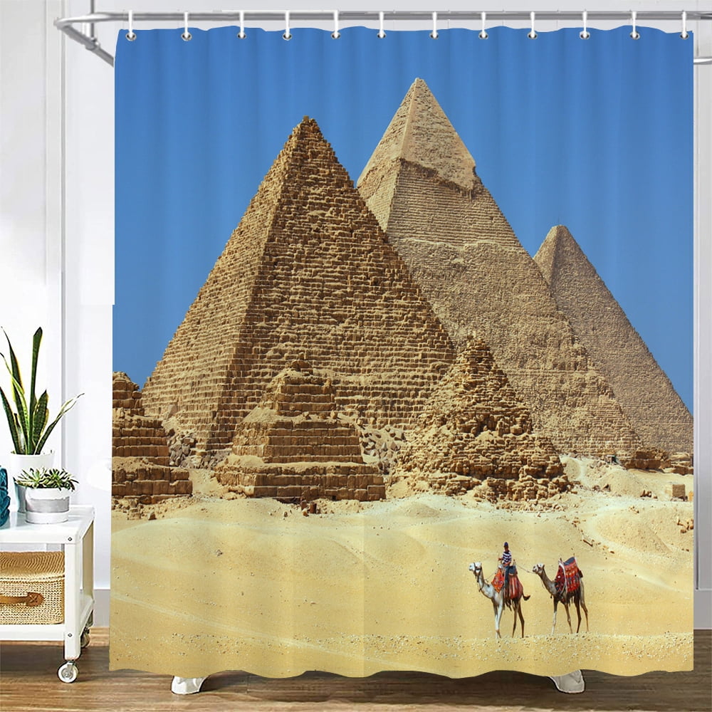 Ancient Egypt Pyramid Shower Curtains Bathroom Curtain Retro Mural ...