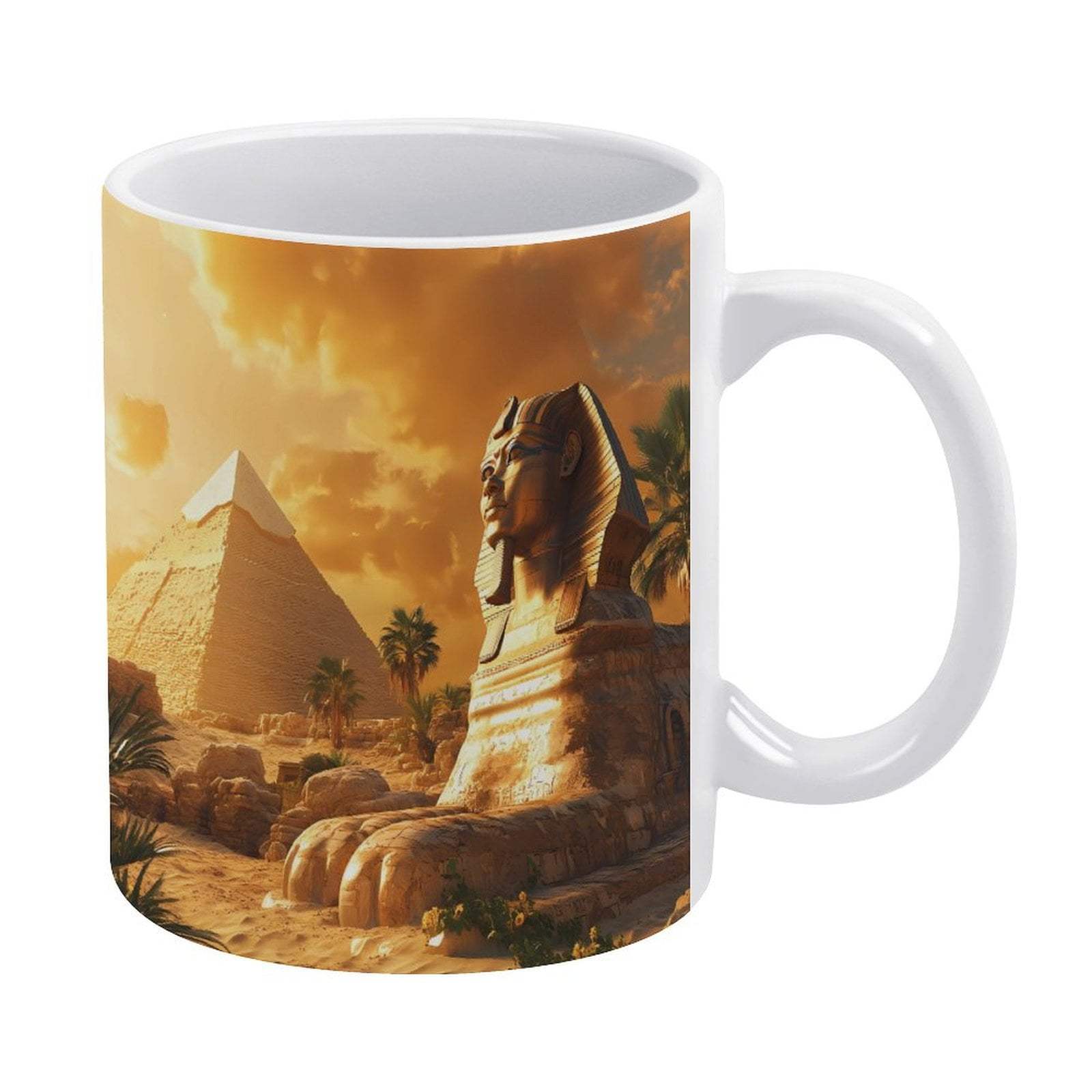 Ancient Egypt Pyramid Sphinx 11oz Coffee Mug with Handles Ceramic Tea ...