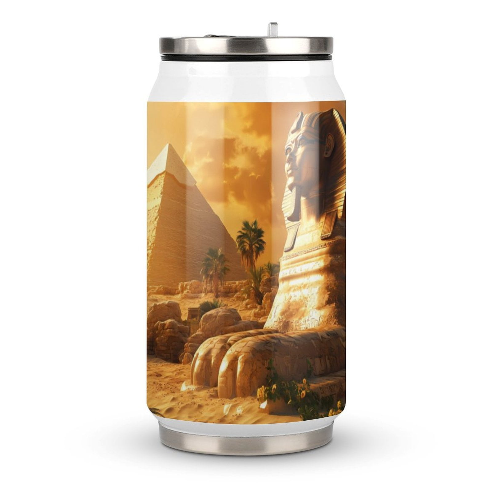 Ancient Egypt Pyramid Sphinx Coffee Tavel Tumblers with Lid and Straw ...