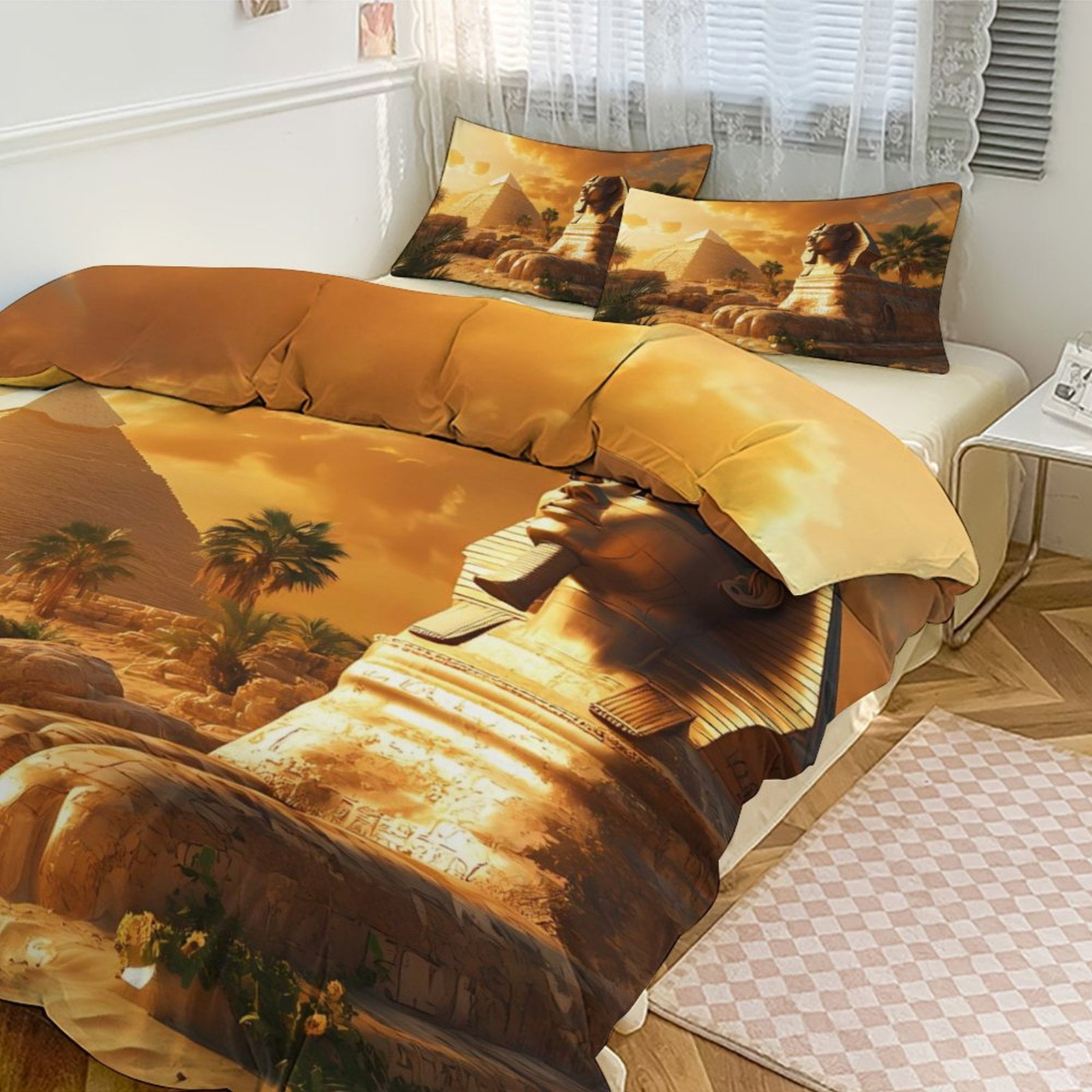 Ancient Egypt Pyramid Sphinx Duvet Cover King&Queen Size Soft 3 Pieces ...