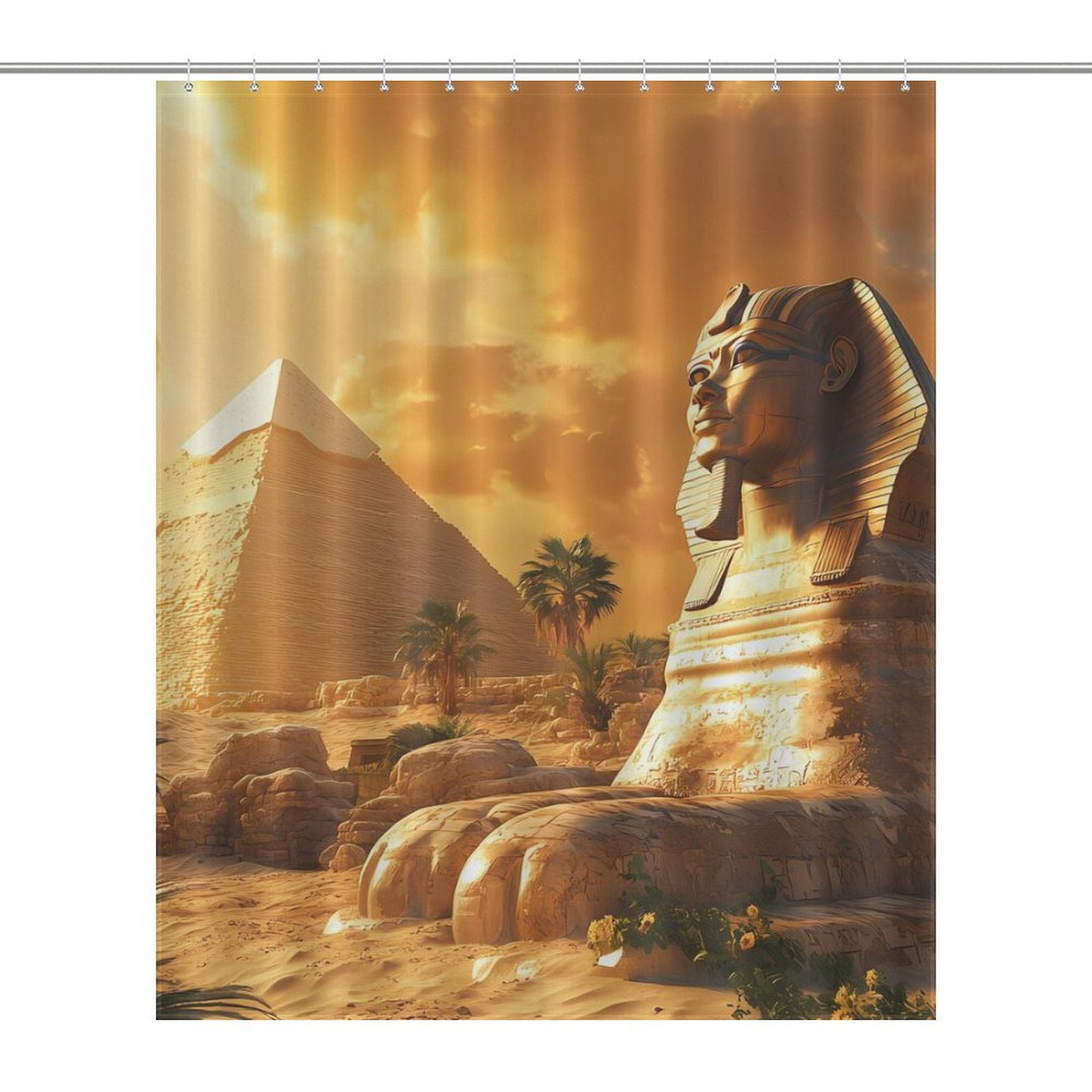 Ancient Egypt Pyramid Sphinx Waterproof Shower Curtain Liner Light ...