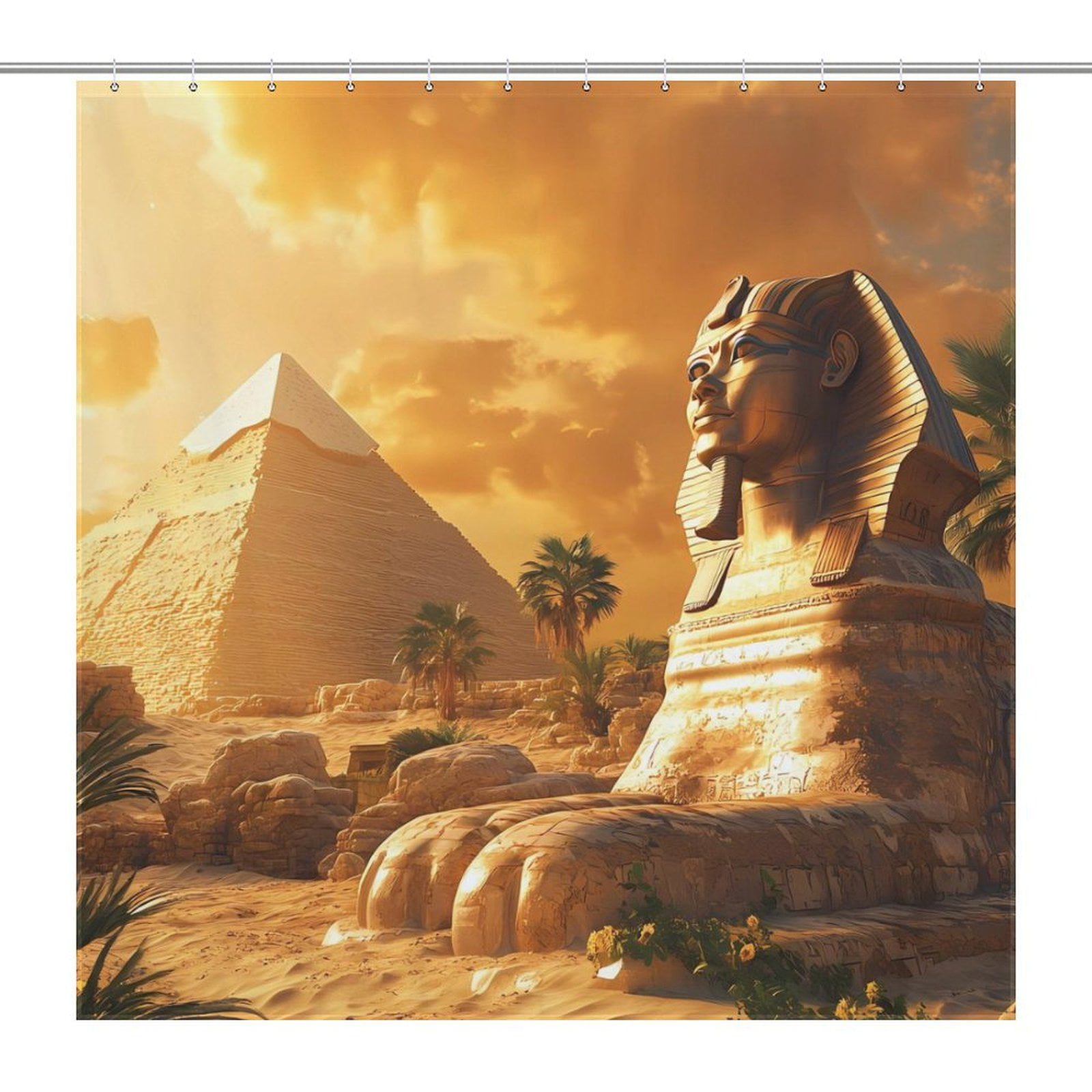 Ancient Egypt Pyramid Sphinx Waterproof Shower Curtain Liner Light ...
