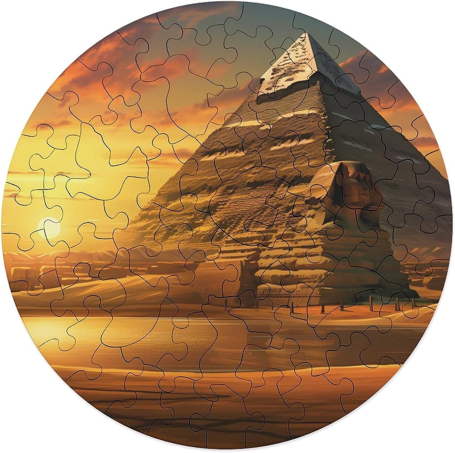 Ancient Egypt Secrets Pyramid Sphinx Animal Shaped Jigsaw Puzzles Cute Wooden Puzzle Family ...