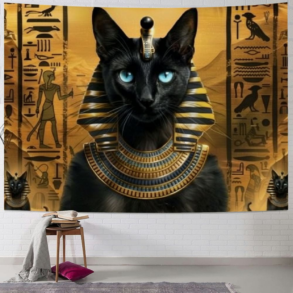Ancient Egypt Tapestry Egyptian Godness Bastet Tapestry Egyptian Temple ...