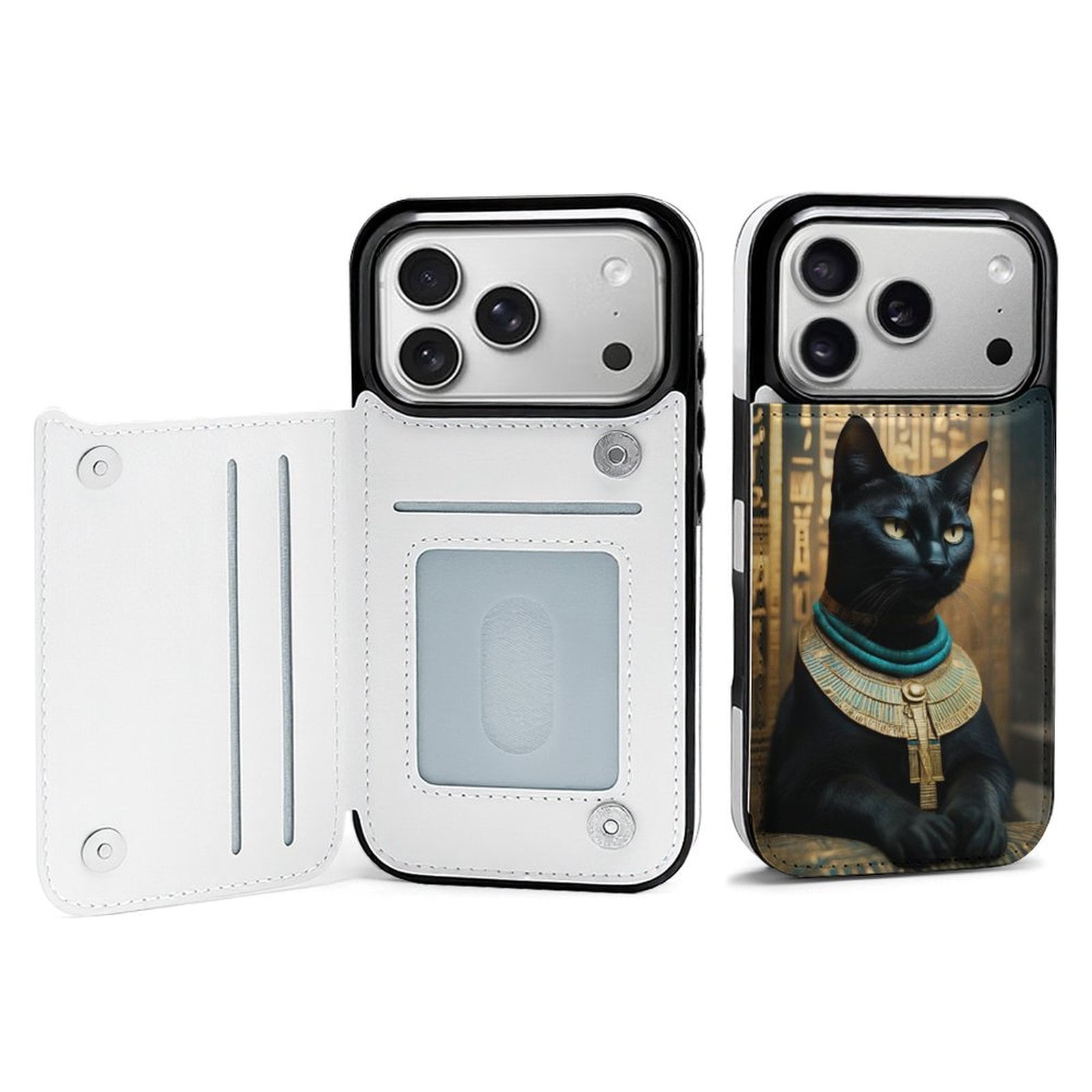 Ancient Egyptian Cat Statue Leather Wallet Case for iPhone13 pro max ...