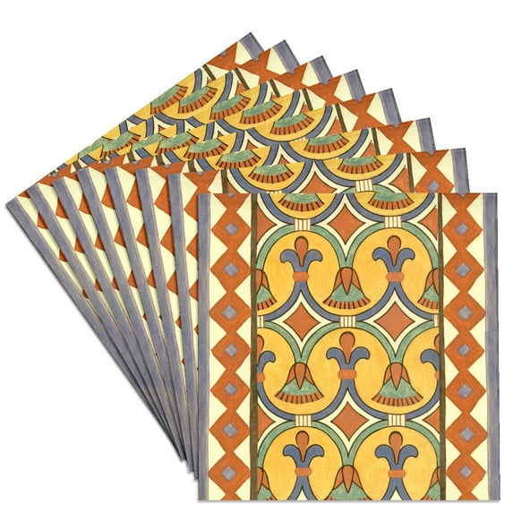 Ancient Egyptian Ethnic Diamond Pattern Fancy Orange Purple Yellow, set ...