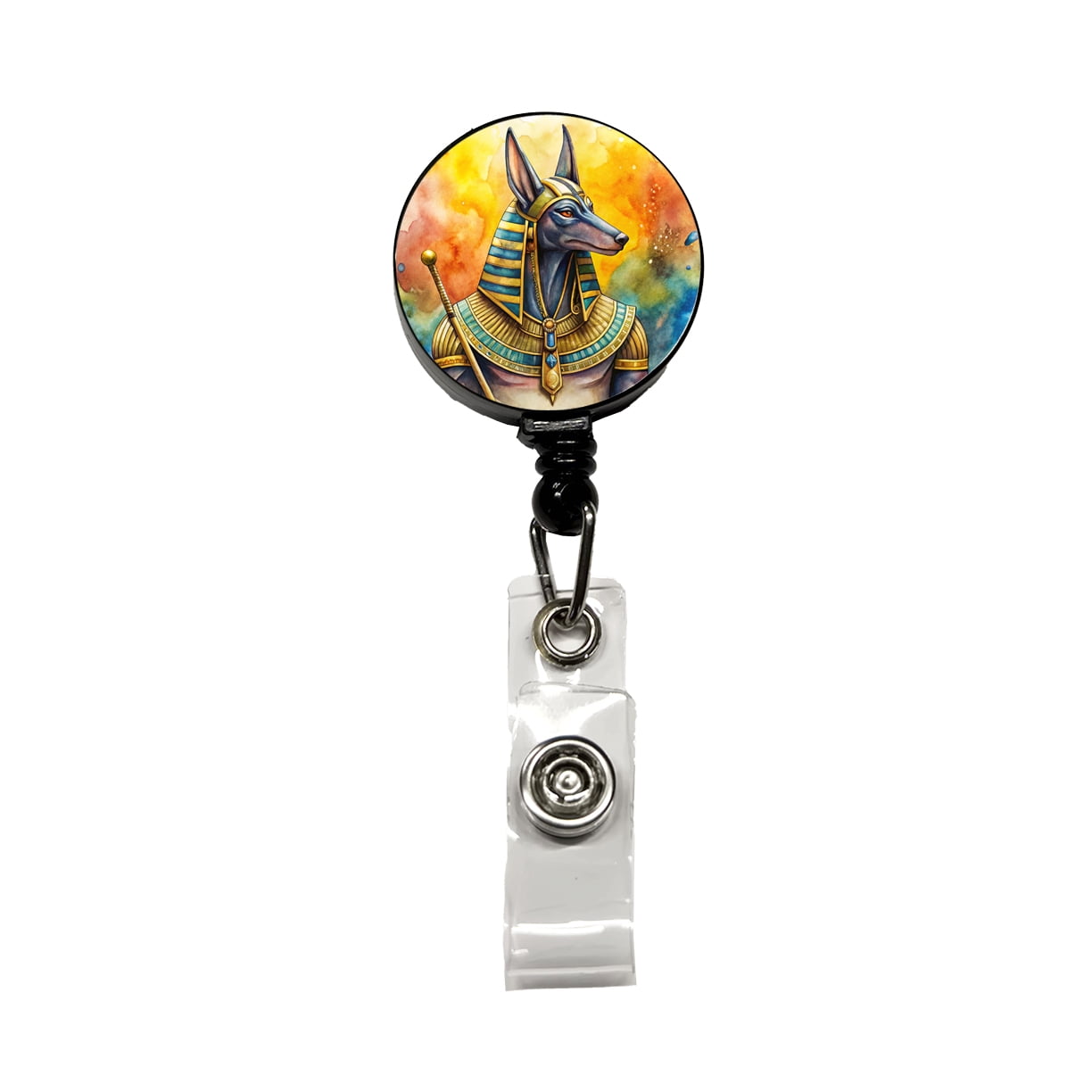 Ancient Egyptian God Anubis Watercolor Retractable Reel ID Badge Key ...