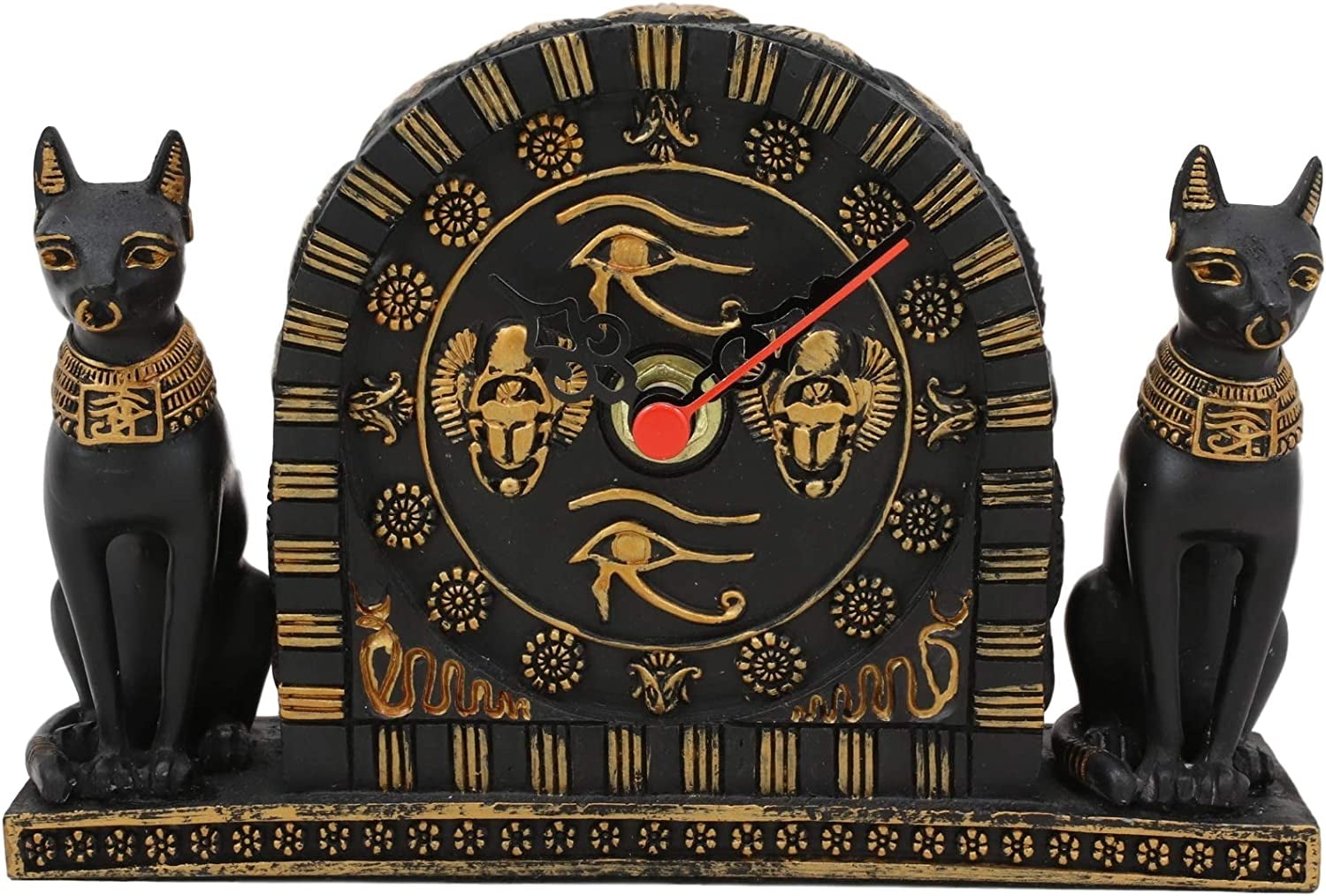 Ancient Egyptian Goddess Bastet Cat Table Clock Statue 6.75" Long Gods ...