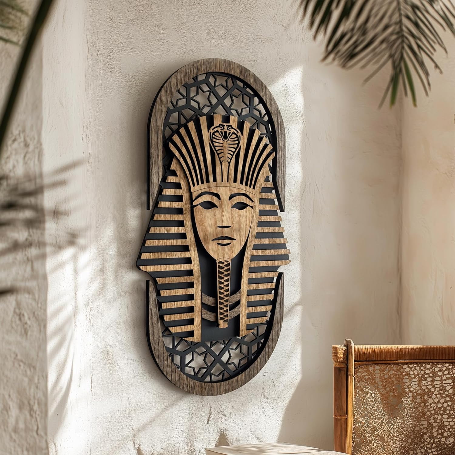 Ancient Egyptian Gods Themed Abstract Wood Wall Art - Tutankhamun ...