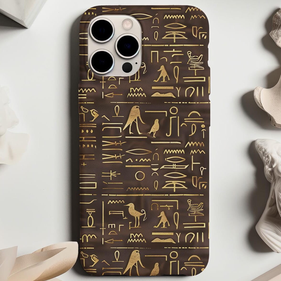 Ancient Egyptian Gold Script Travel Pattern Case for iPhone 17 11 12 13 ...