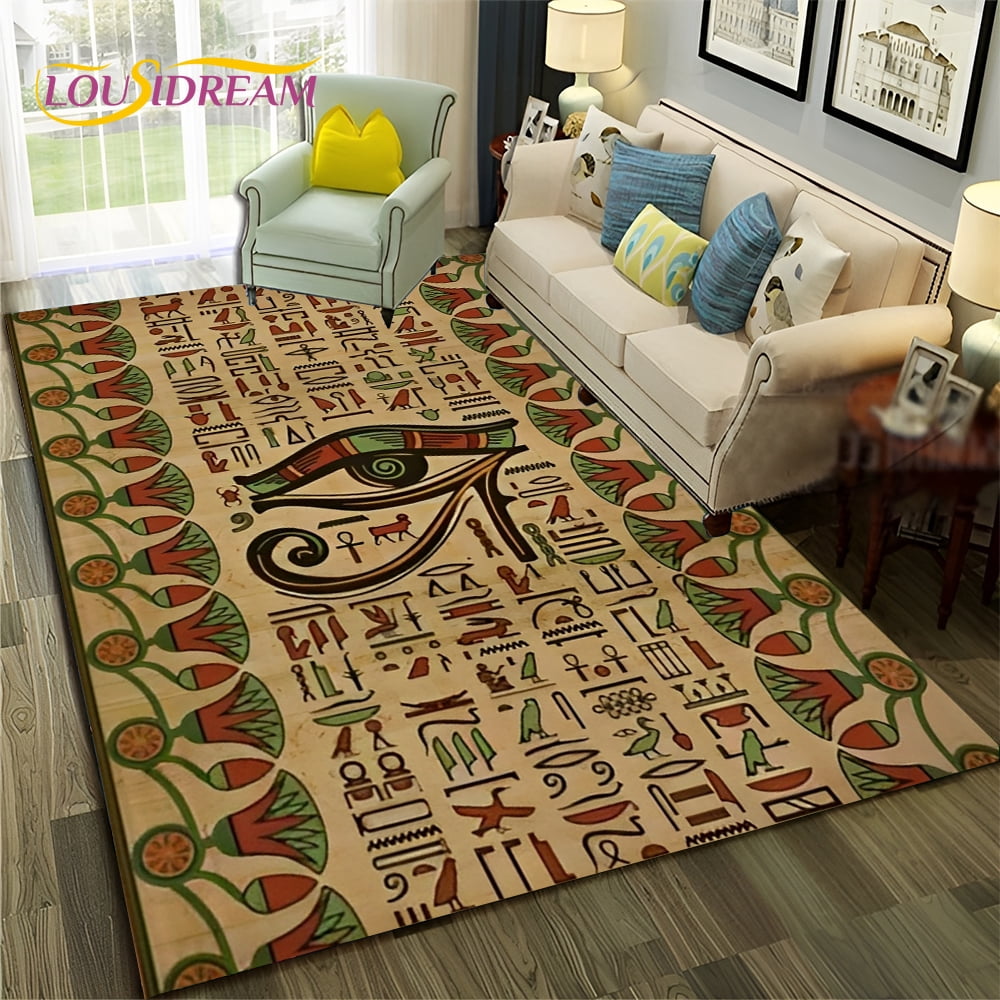 Ancient Egyptian Hieroglyphics Symbol Carpet Rug for Home Living Room ...