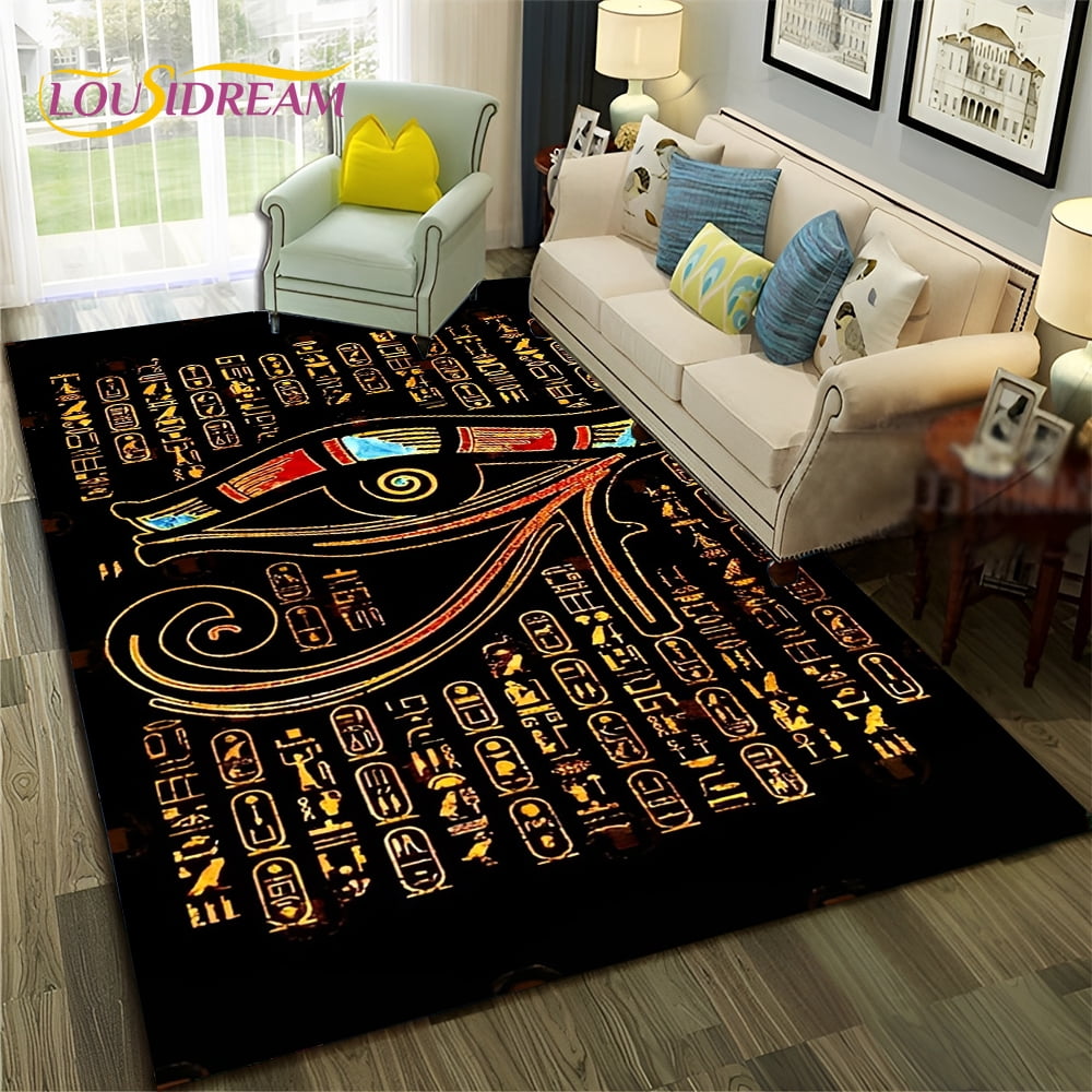 Ancient Egyptian Hieroglyphics Symbol Carpet Rug for Home Living Room ...