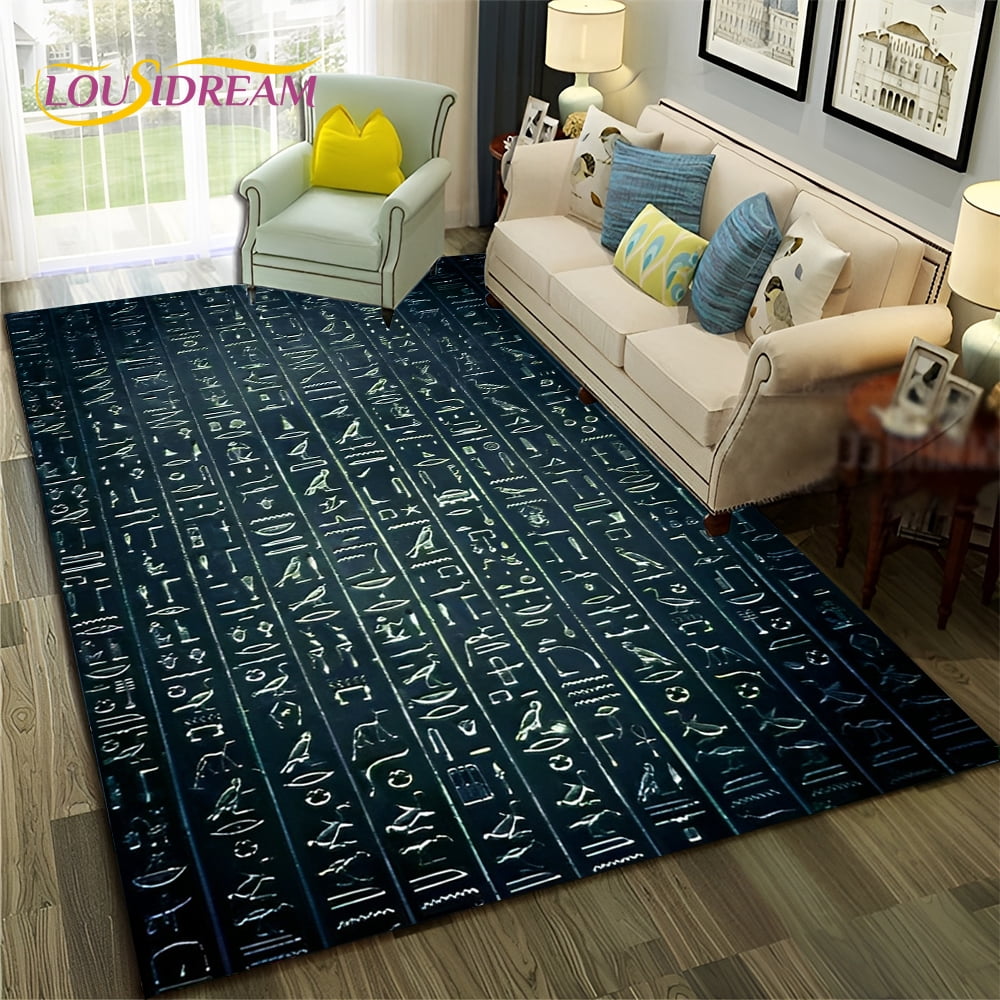 Ancient Egyptian Hieroglyphics Symbol Carpet Rug for Home Living Room ...
