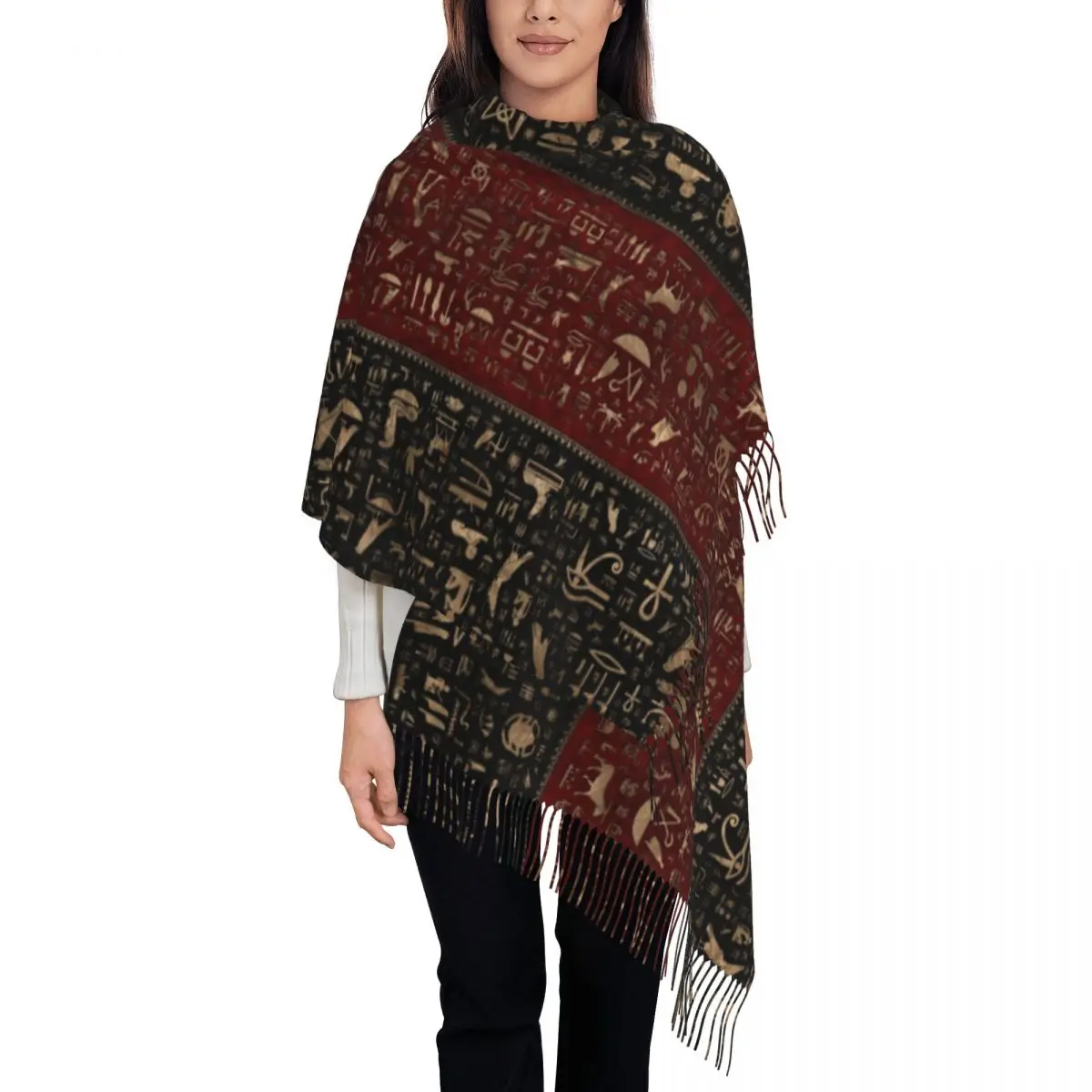 Ancient Egyptian Hieroglyphs Shawl Wrap for Womens Winter Warm Long ...