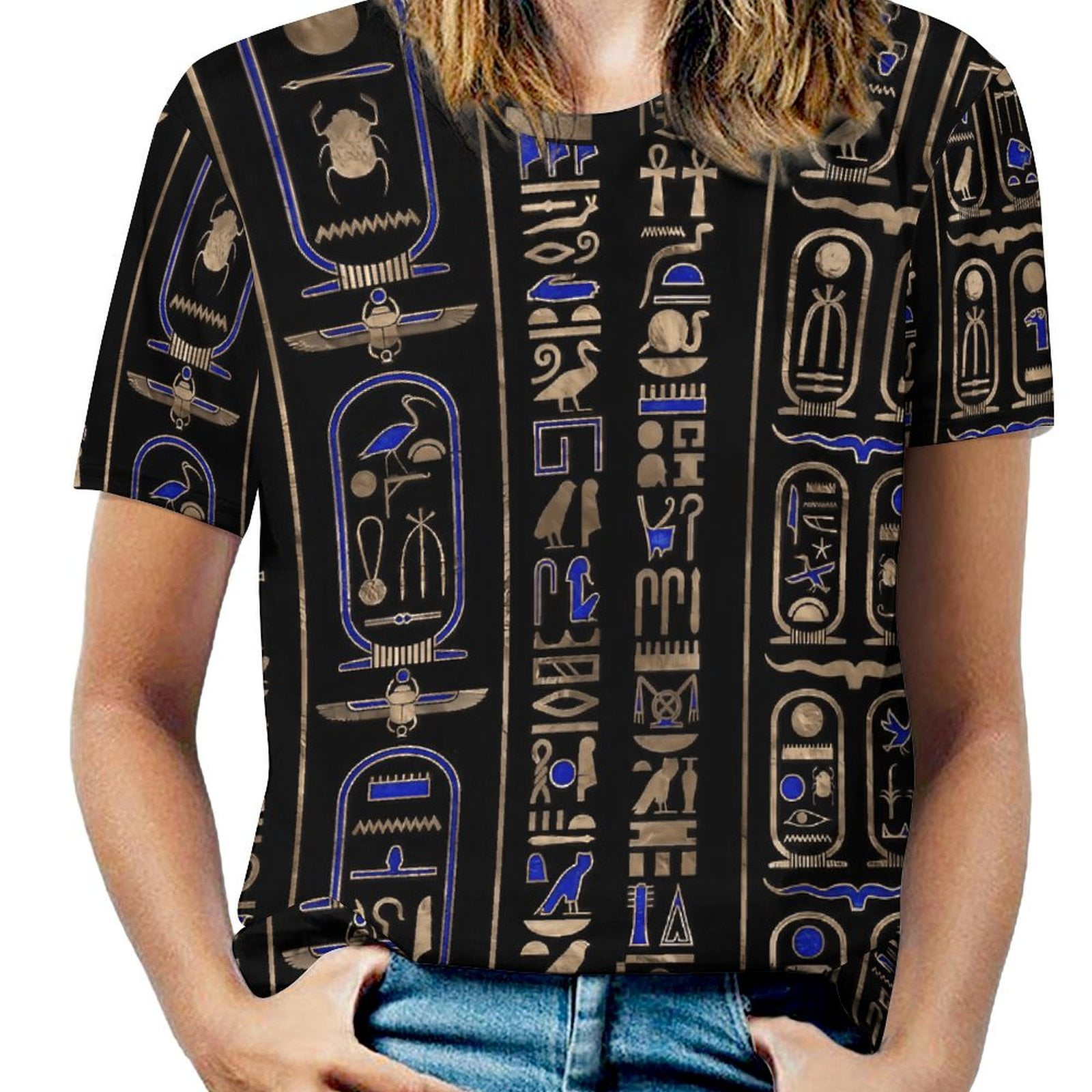Ancient Egyptian Hieroglyphs Women's T-Shirt Short Sleeve T Shirts Tops ...