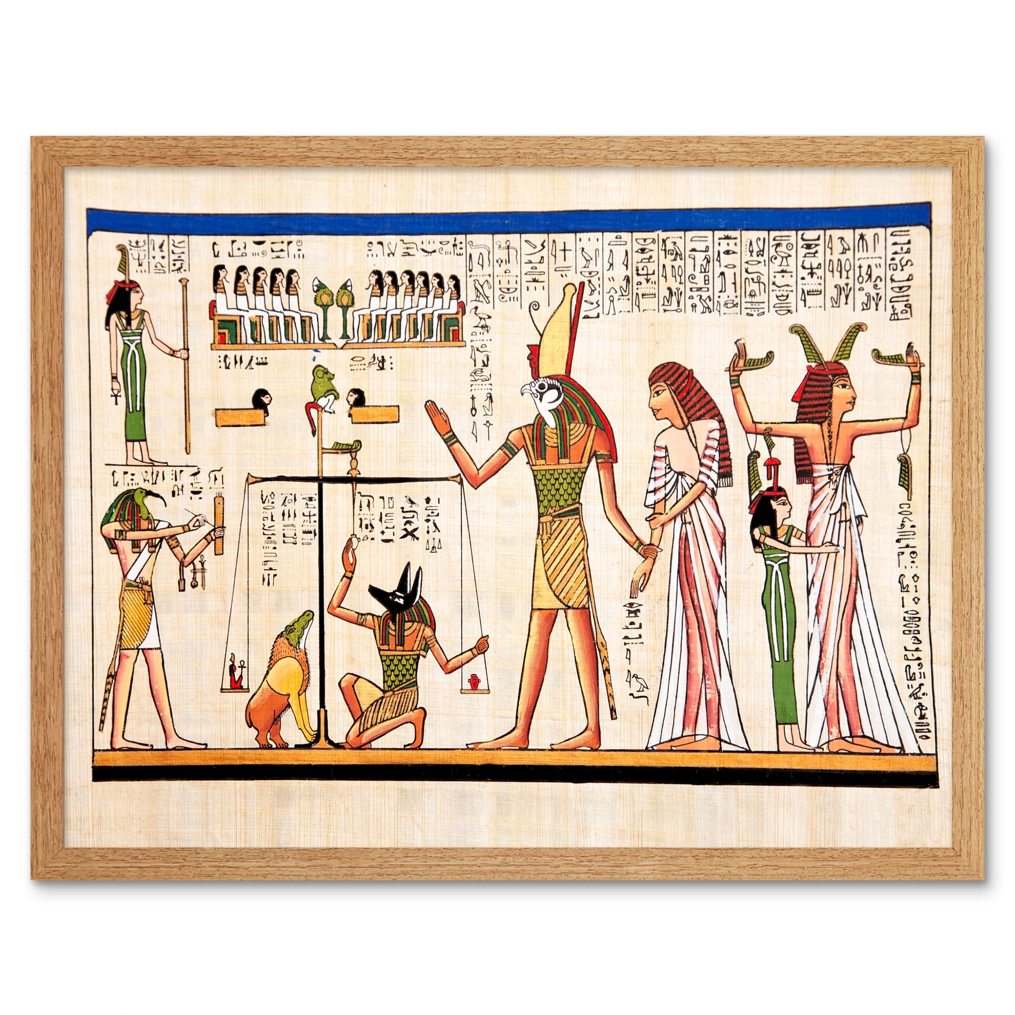 Ancient Egyptian Papyrus Painting Hieroglyphics Horus Thoth Anubis ...