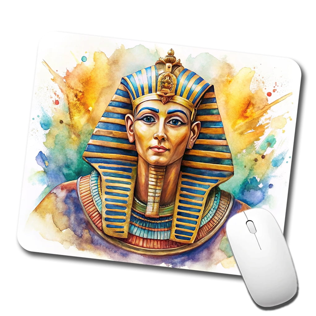 Ancient Egyptian Pharaoh Watercolor Mouse Pad Low Profile Gaming Mat ...