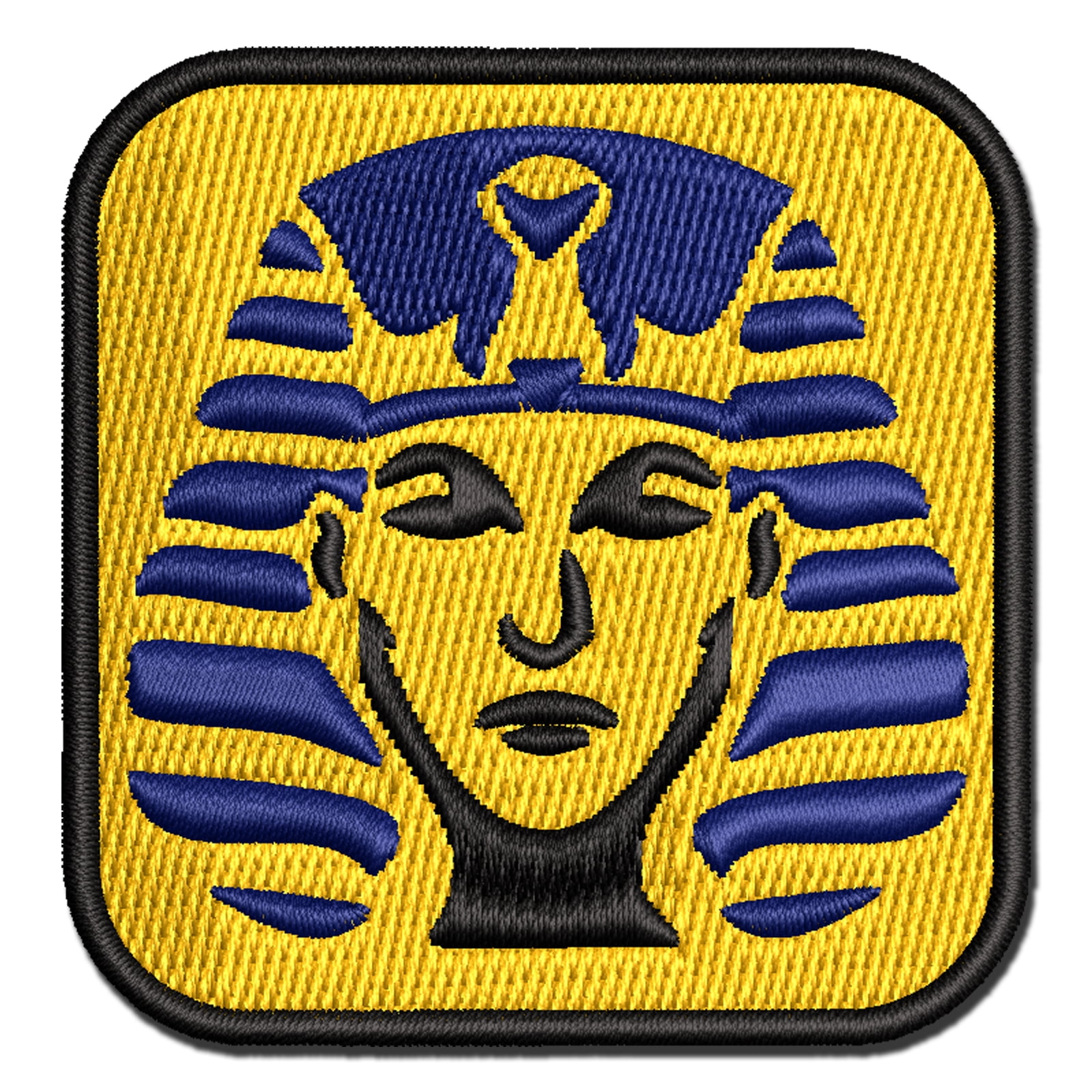 Ancient Egyptian Pharaoh with Crown Applique Multi-Color Embroidered Hook & Loop Patch - 3 Inch ...