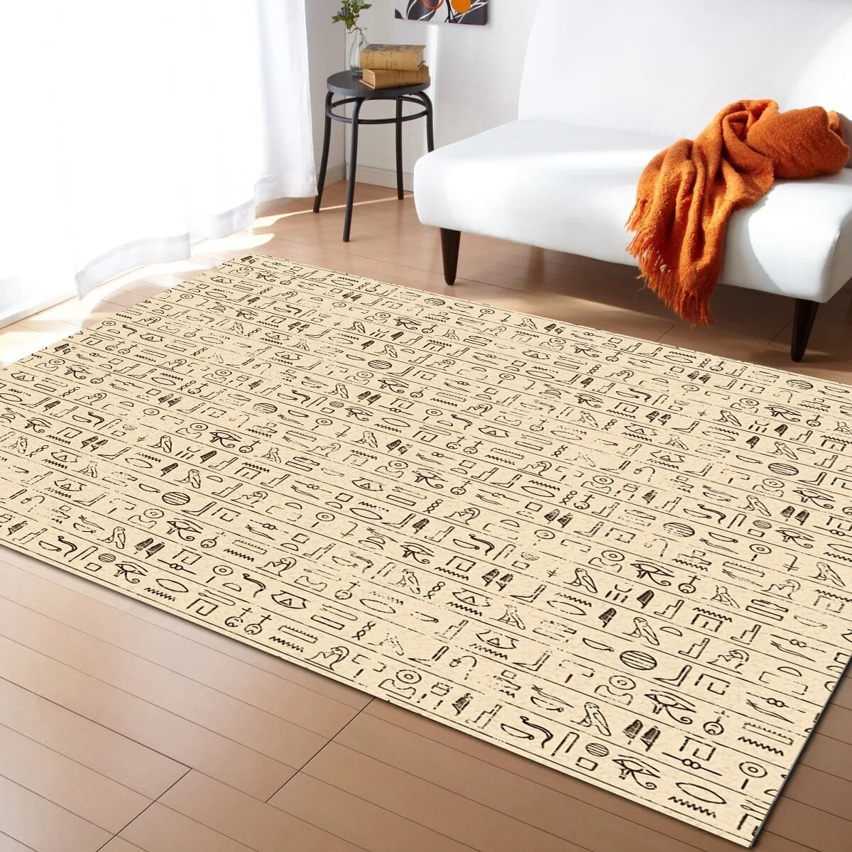 Ancient Egyptian Pictorial Text Wallpaper Living Room Floor Mat ...