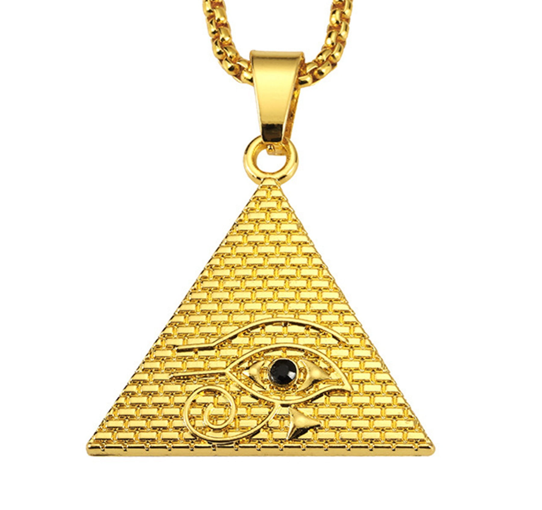 Ancient Egyptian Pyramid Eye Of Horus 14K Yellow Gold Pendant Necklace ...
