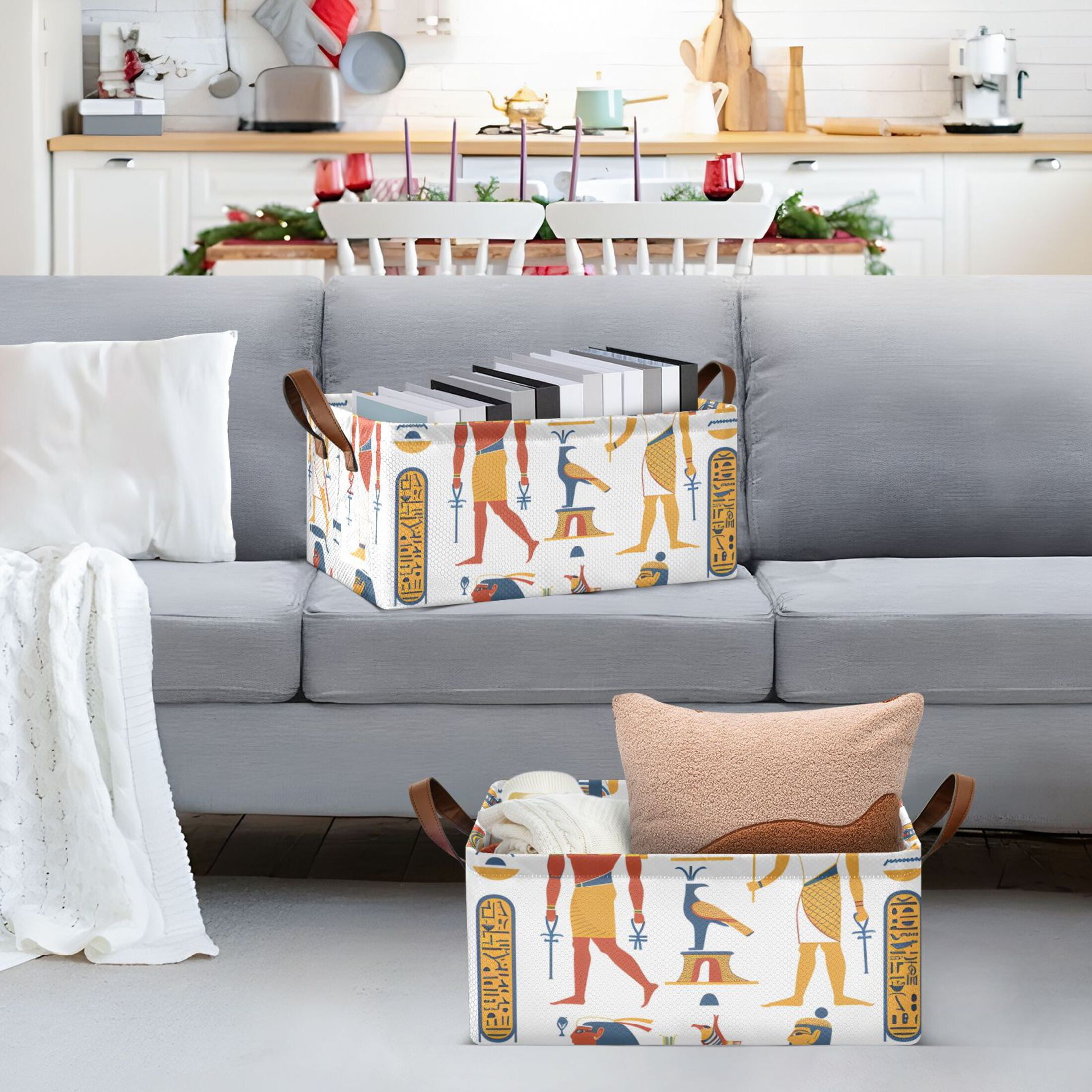 Ancient Egyptian Storage Bins with Handles Foldable Storage Baskets for ...