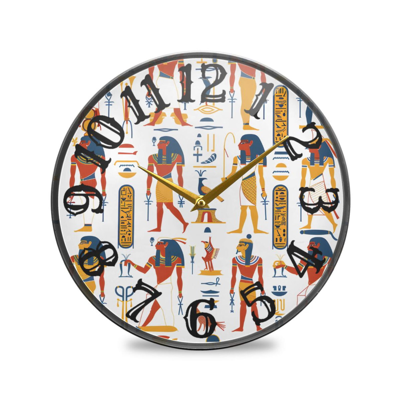 Ancient Egyptian Wall Clock 10 Inch Silent Non Ticking Battery Operated ...