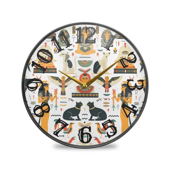 Ancient Egyptian Wall Clock 10 Inch Silent Non Ticking Battery Operated ...