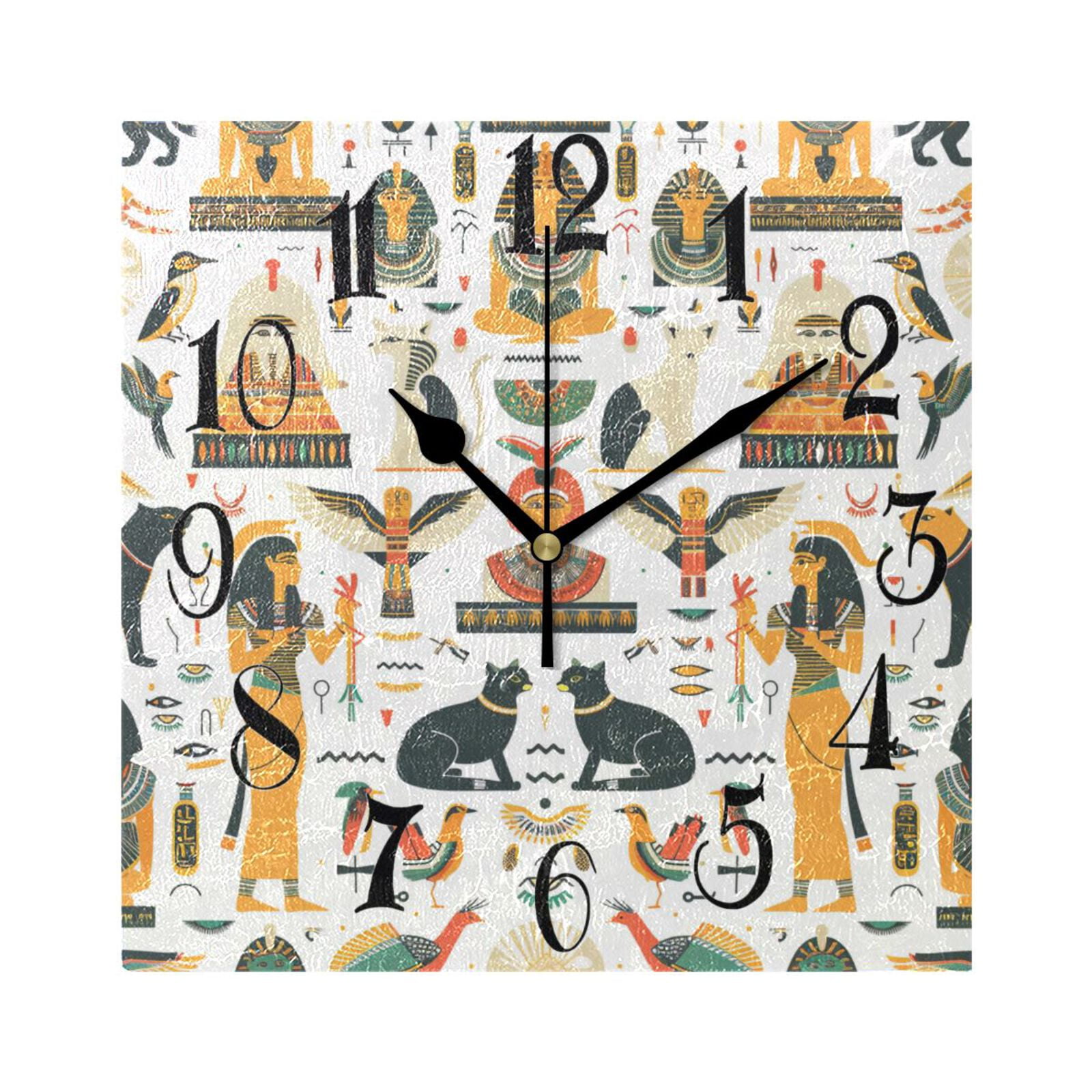 Ancient Egyptian Wall Clock Decorative Square Silent Non-Ticking ...