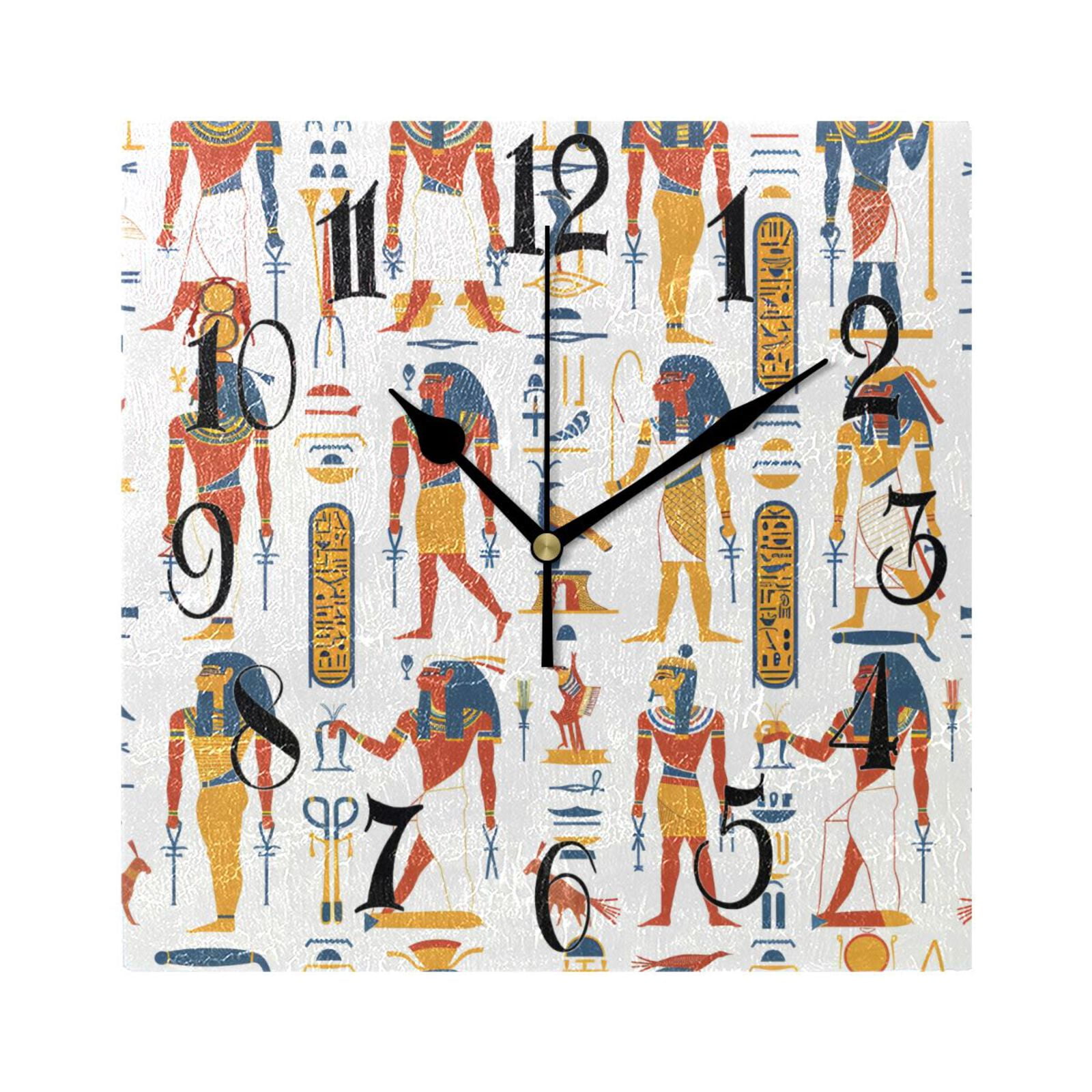 Ancient Egyptian Wall Clock Decorative Square Silent Non-Ticking ...